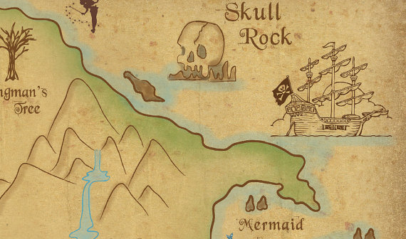 Off to Neverland! Escape from Winter With This Neverland Map Wall Art ...