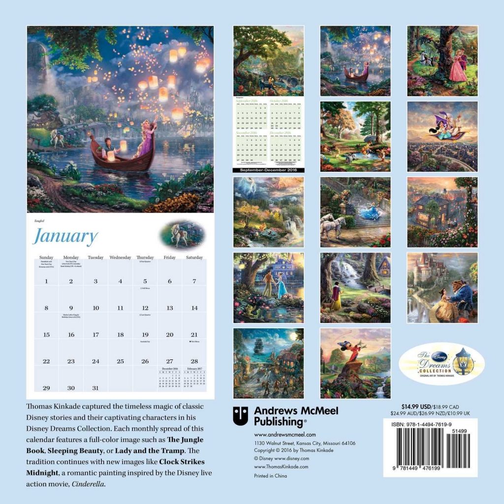 Disney Discovery- Thomas Kinkade: Disney Dreams Wall Calendar 2017 ...