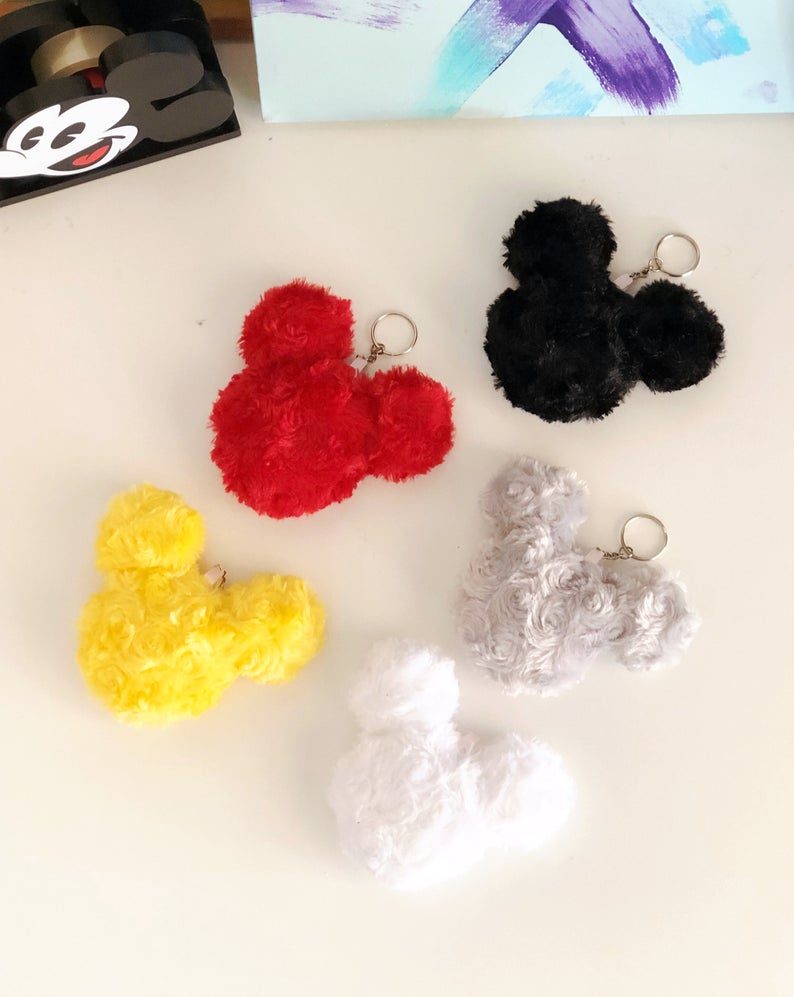 Fluffy Mickey Key Chain For Purses, Backpacks, or Bags - Discovery