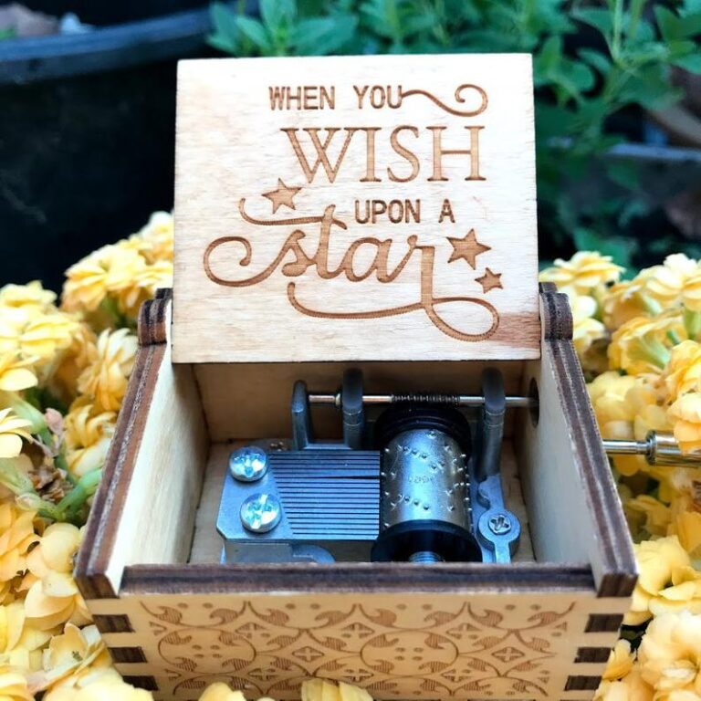 "When You Wish Upon A Star" Engraved Wooden Music Box - Decor