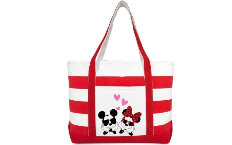 Style On The Go Is Possible With This Striped Disney Beach Bag - bags