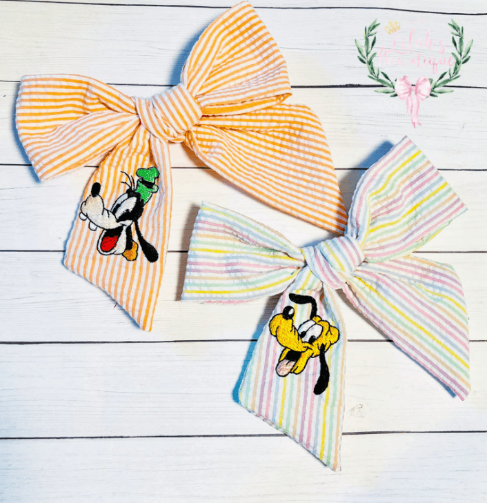 Sensational Six Seersucker Embroidered Bows - beauty
